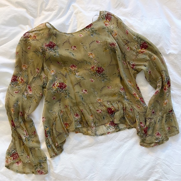 Zara | Tops | Zara Green Sheer Top | Poshmark